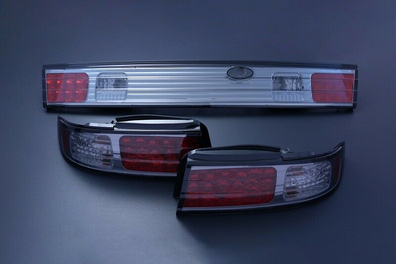 D-MAX LED Tail Lamp & Garnish 3 Set Black Smoke For NISSAN Silvia S14 ...
